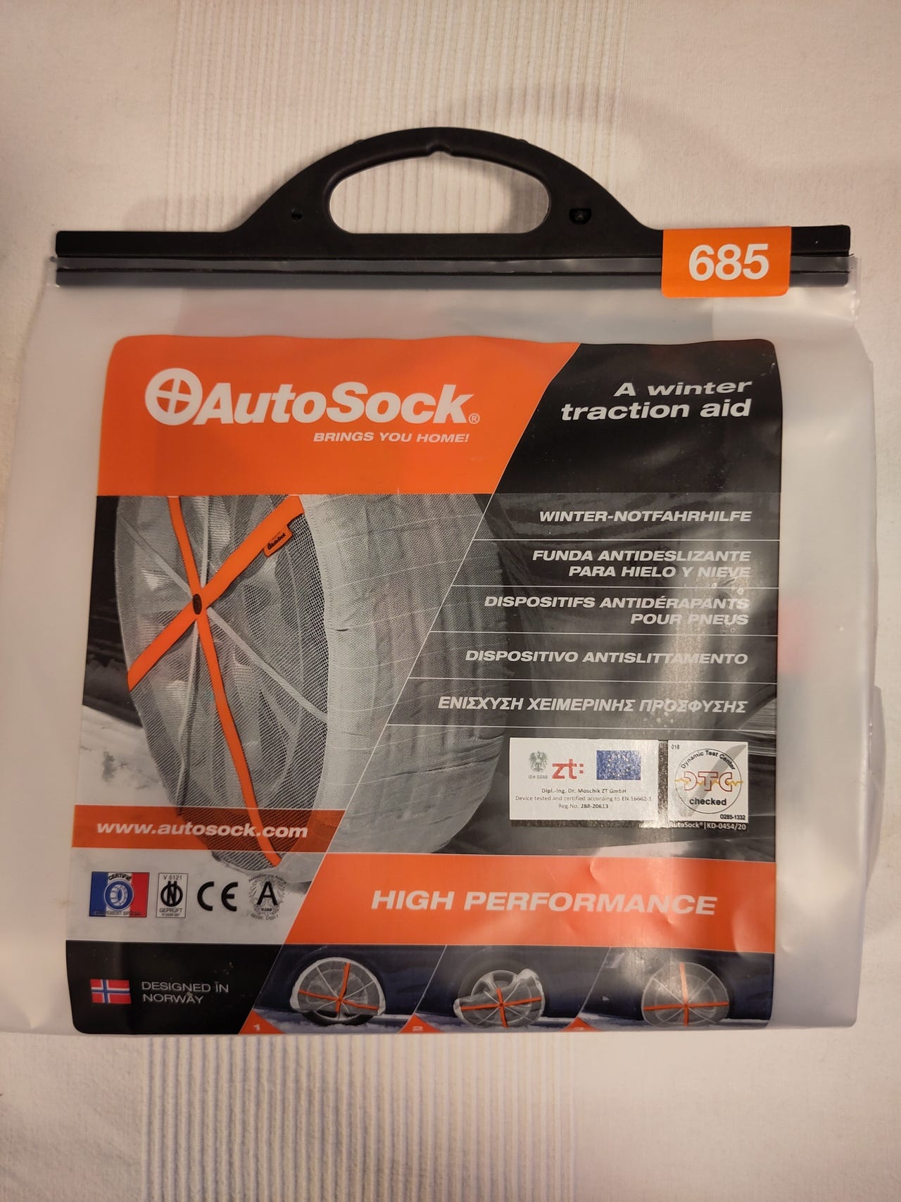 Uåpnede Autosock 685, hjulsokk/tøykjetttinger, enkelt alternativ til ...