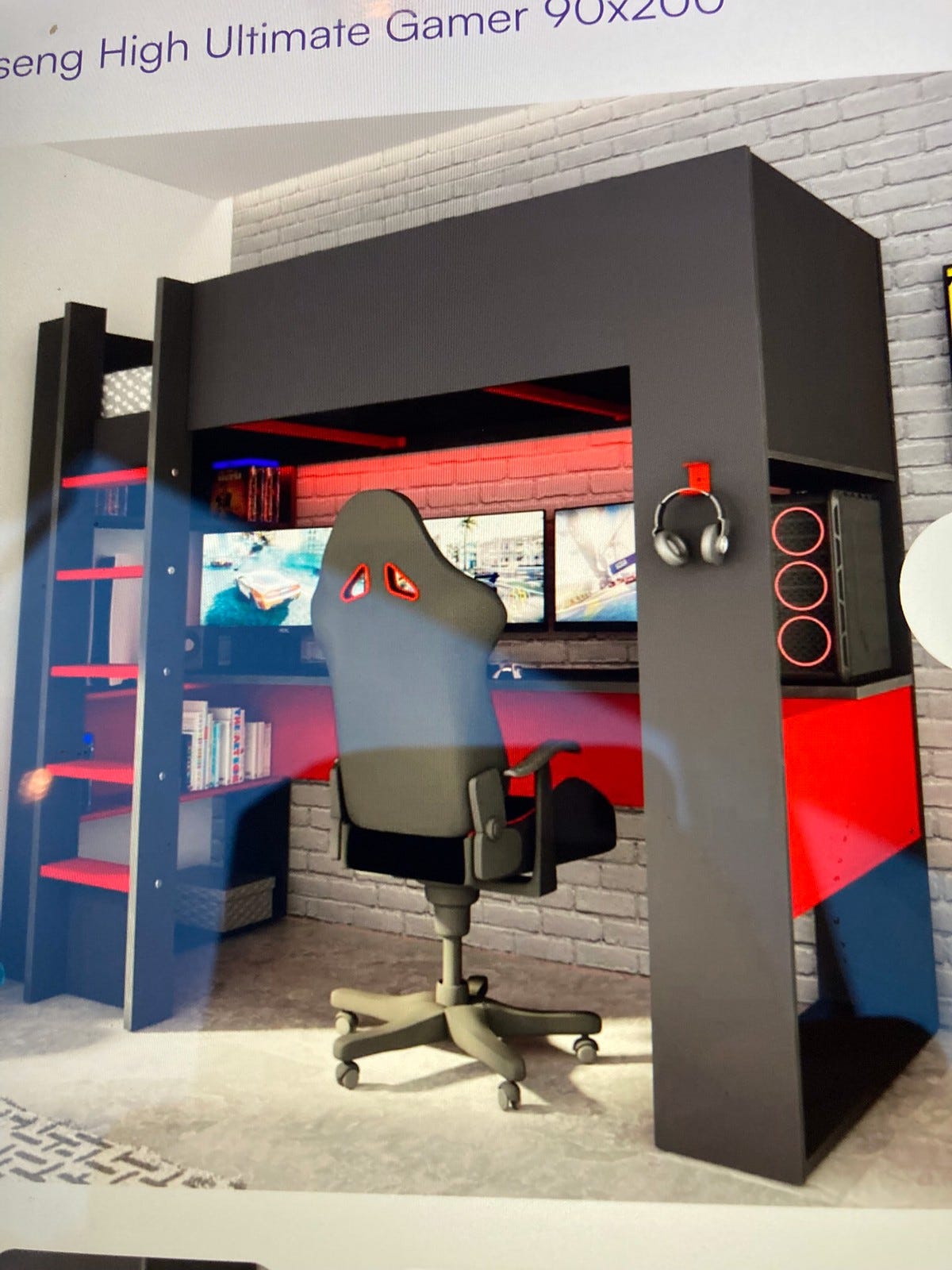 Loft seng High Ultimate Gamer 90x200 | FINN-torget