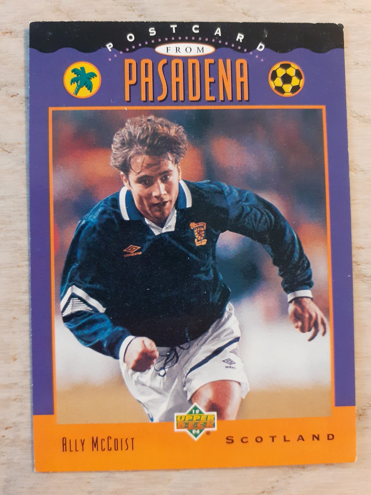 Ally McCoist fotballkort - Postcard from Pasadena - Upper Deck 1994 ...