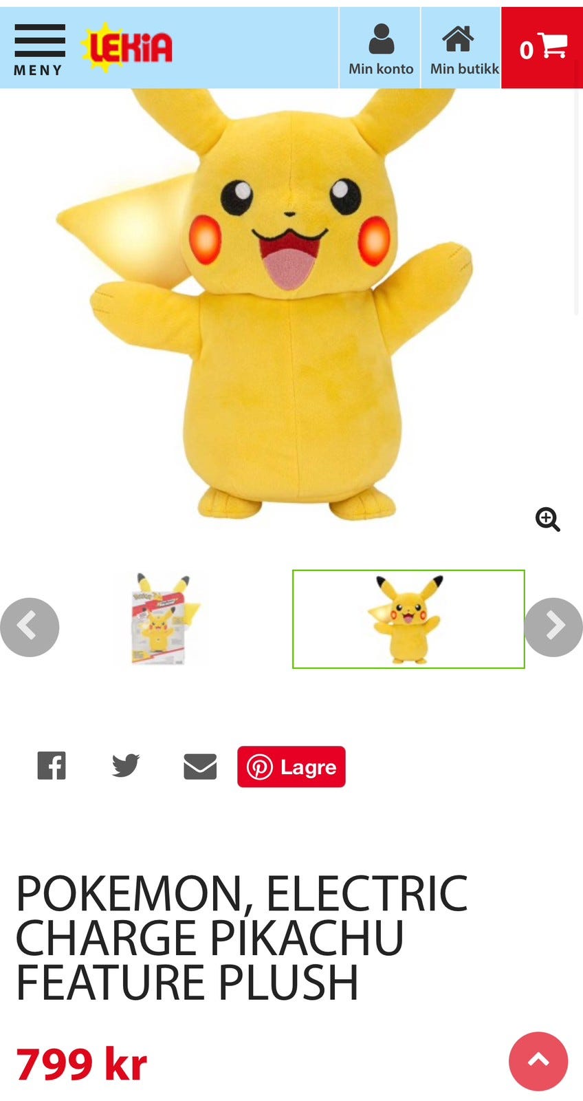 Pokemon elektric charge Picachu plysj leke. | FINN-torget