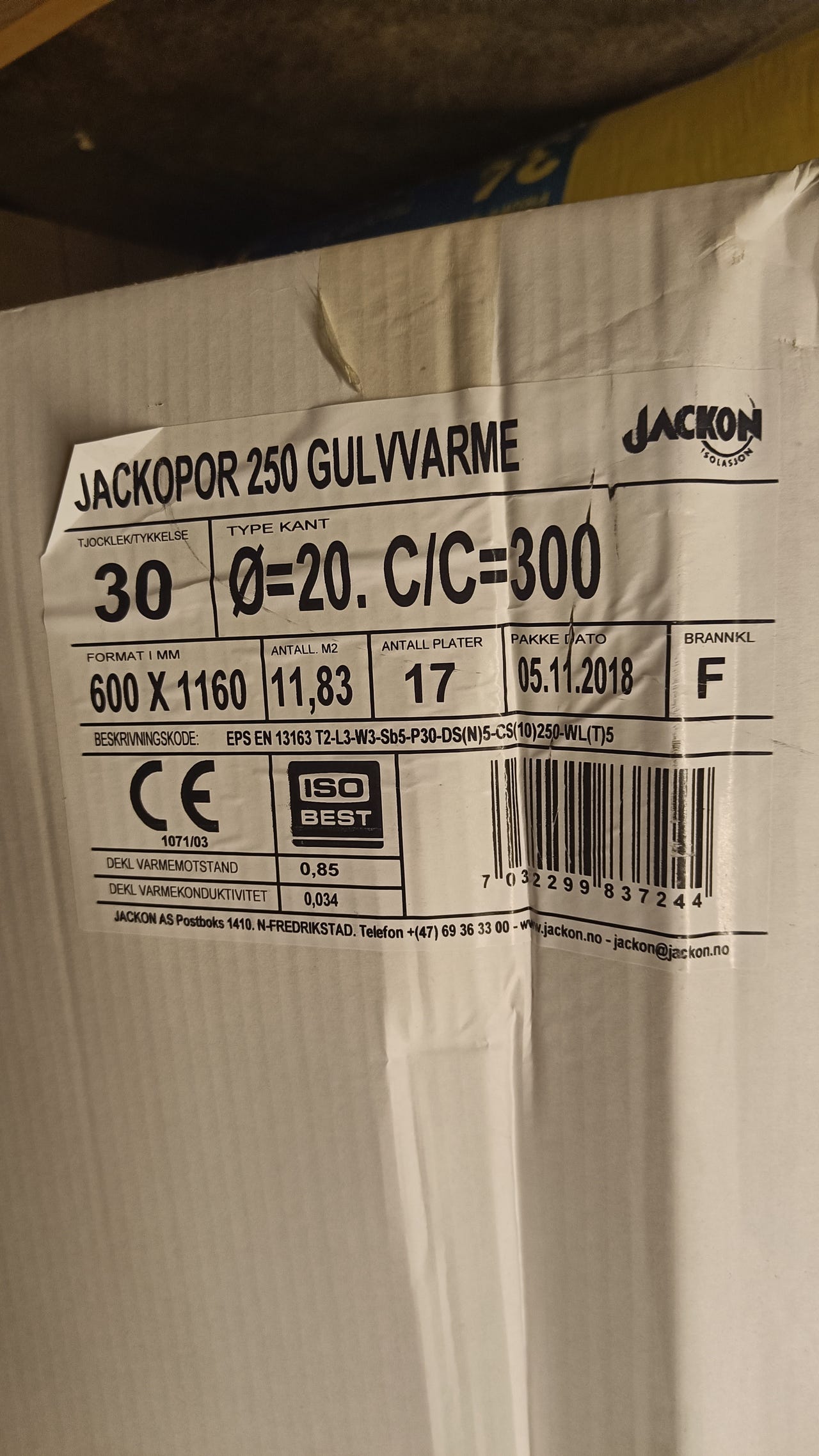 EPS Jackon Jackopor 250 gulvvarmeplater. 30mm | FINN-torget