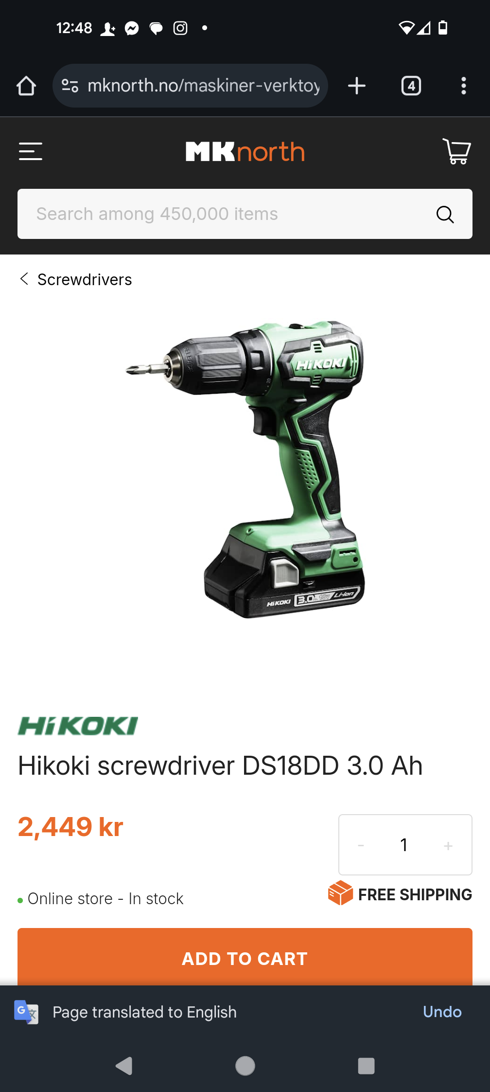 Bergen! Hikoki drill DS18DD with 2*3Ah battery and fast charger | FINN ...
