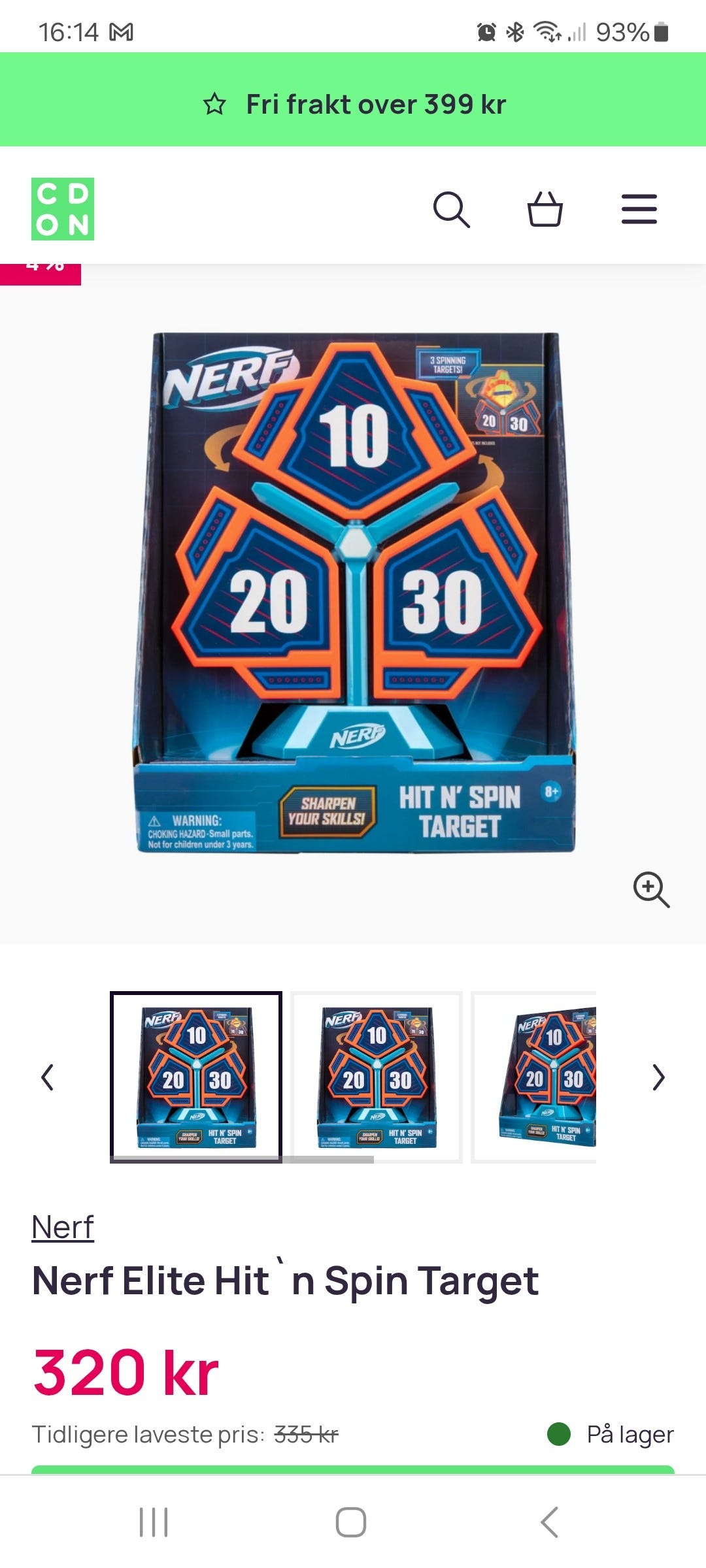 Nerf hit'n spin target | FINN-torget