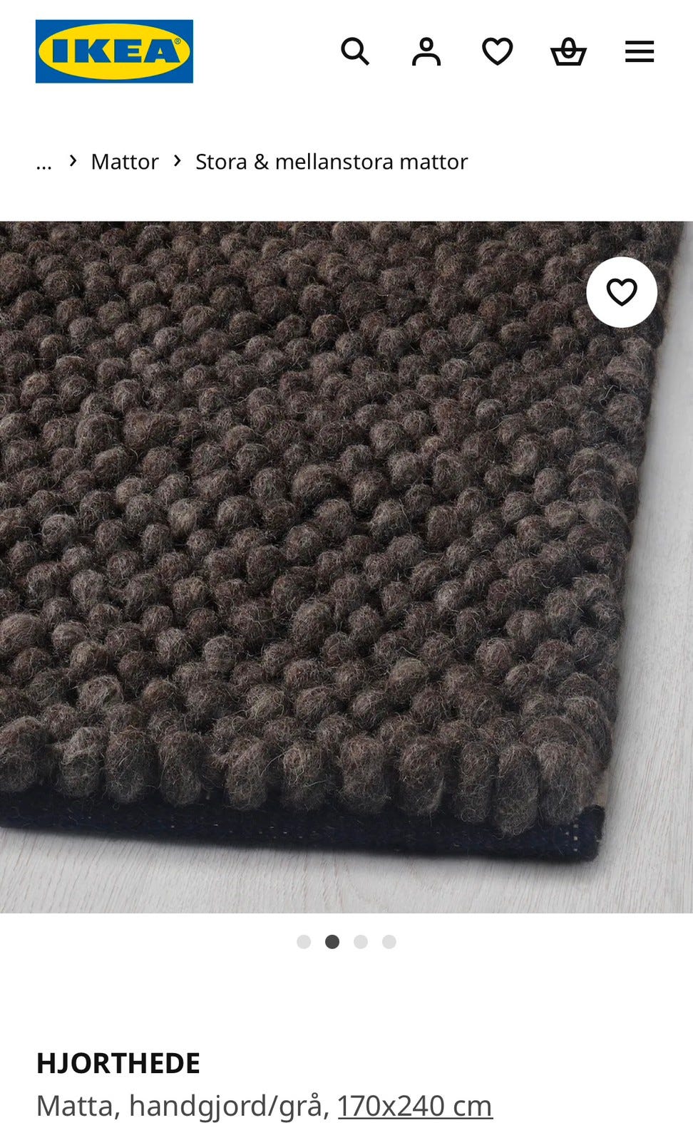 Gulvteppe i ull fra Ikea, Hjorthede (240x170 cm) | FINN-torget