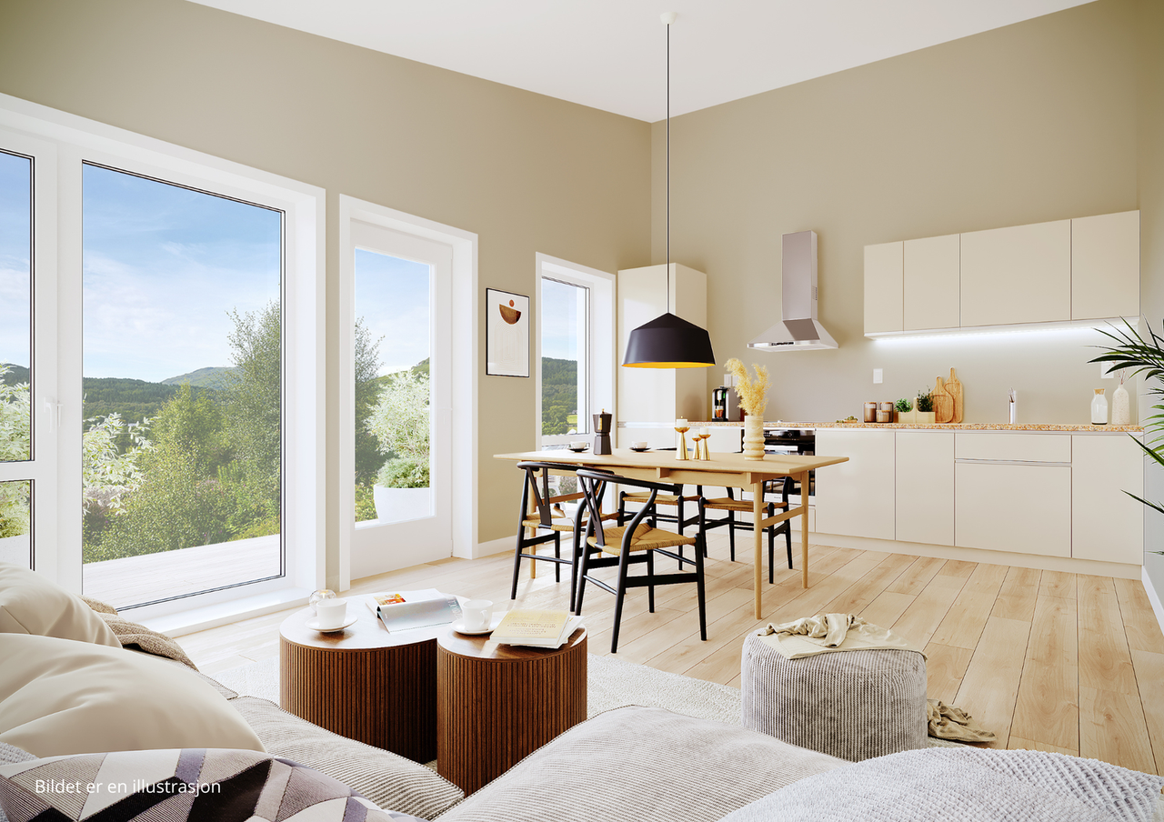 Små, moderne eneboliger på Bjerka. Kom inn tidlig i prossessen for å ...