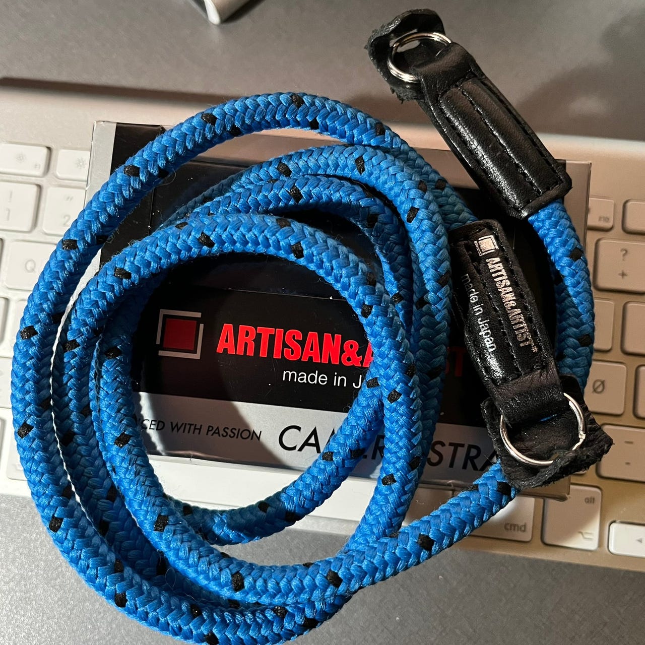 Artisan & Artist Pin Dot Cord Camera Strap. Extra Long. Blue Rope ACAM ...