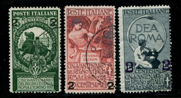 90% rabatt: Italia 1913 Overtrykk "2 2" (Stemplet), Michel nr. 107-09II ...