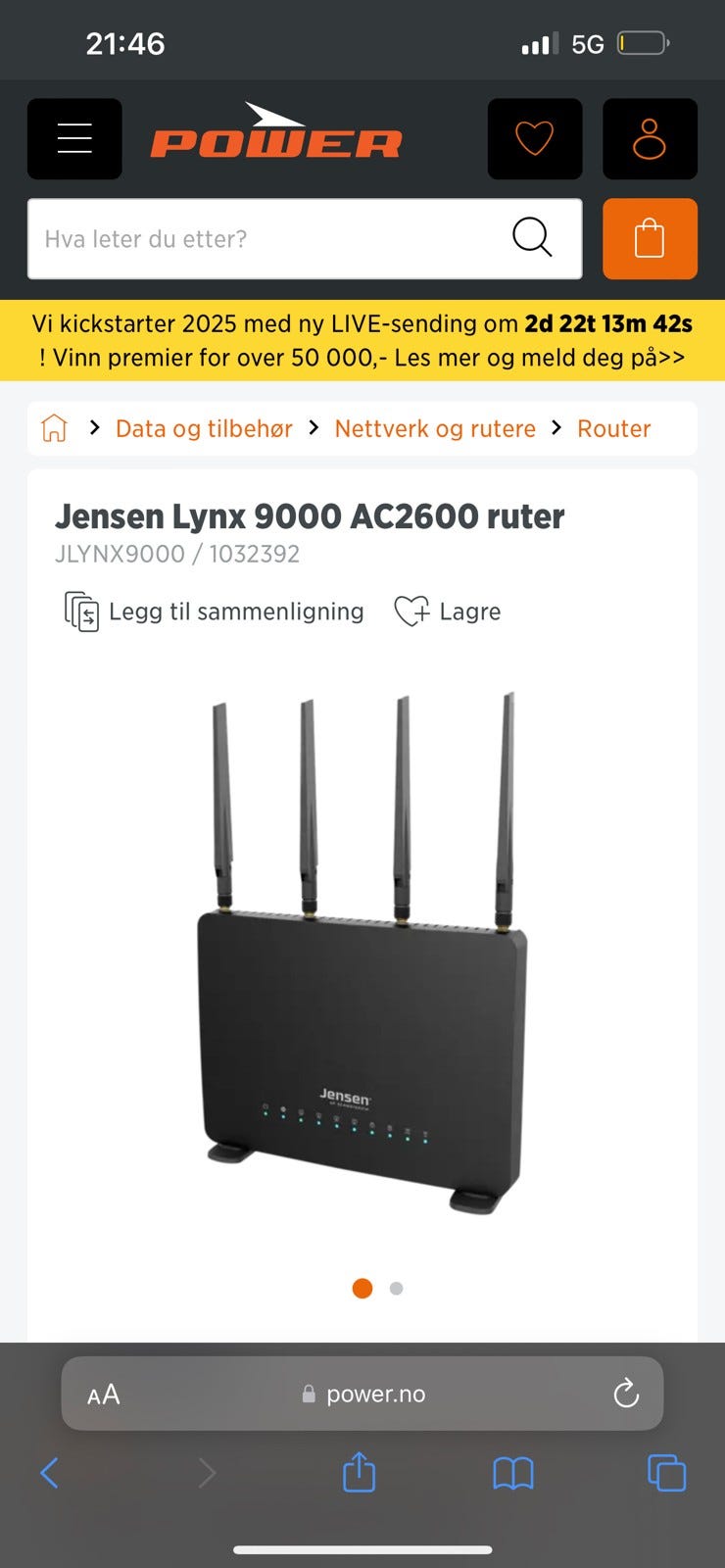 Jensen Lynx 9000 AC2600 ruter | FINN-torget