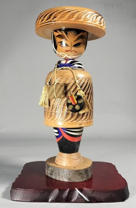 Samurai Kokeshi dukke - Tre - Japan - Sh?wa-periode (1926 1989) | FINN ...