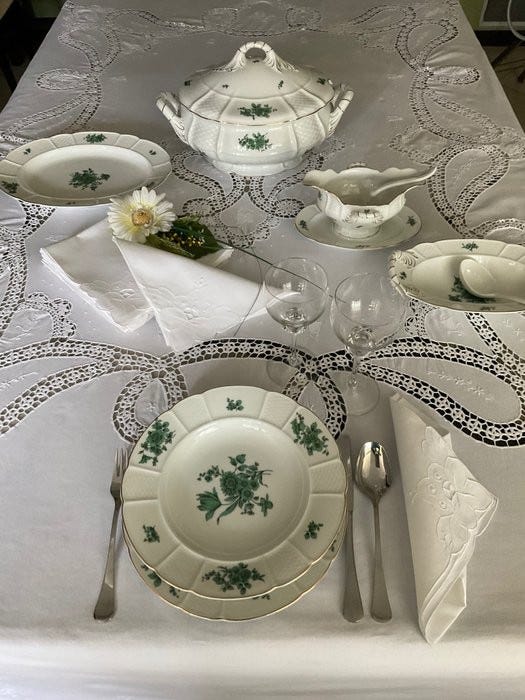 stor duk med 15 servietter - 228 x 268 cm (16) - Bomull - midten av ...