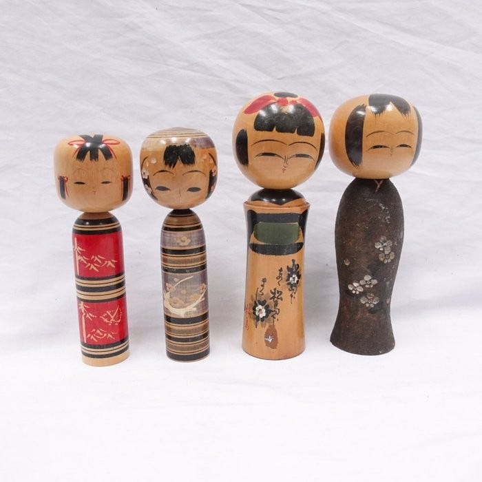 Vakkert design Sosaku Kokeshi "?????" - Tre - Japan - Sh?wa-perioden ...
