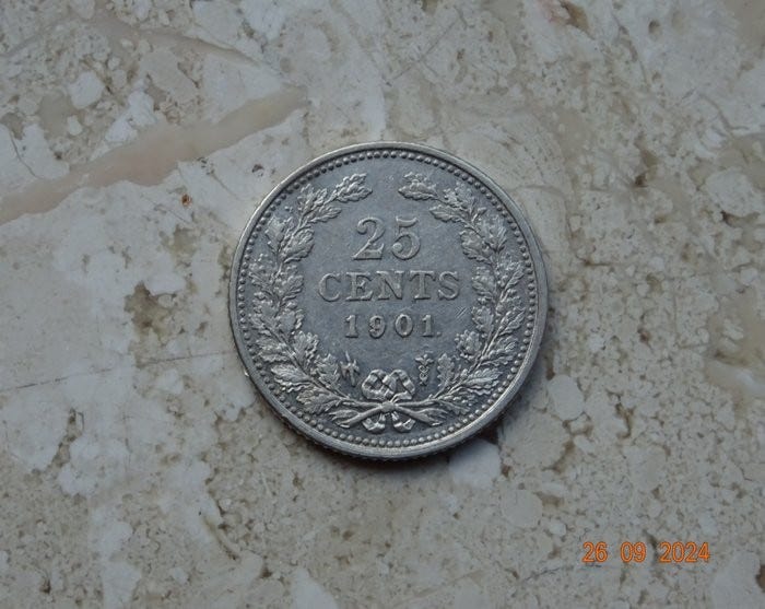 Nederland. Wilhelmina. 25 Cent 1901b (Ingen reservasjonspris) | FINN-torget
