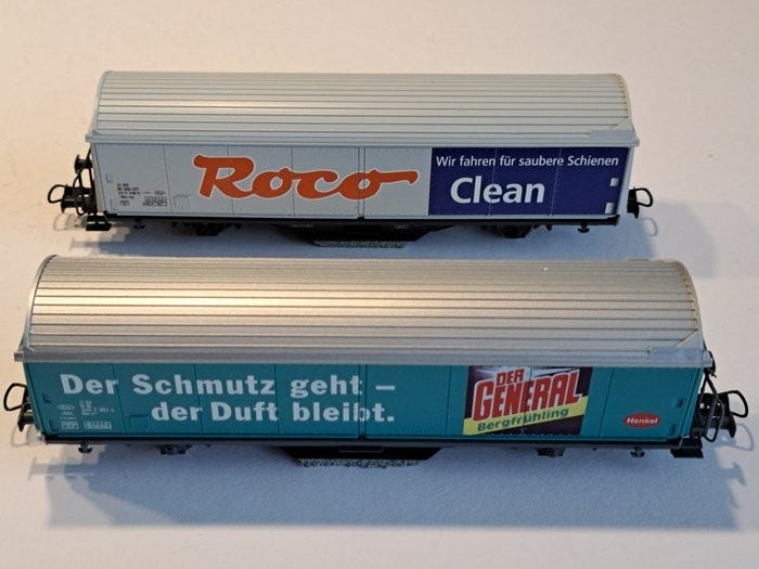 Roco H0 - 46400/939 - Modelltog godsvogn (2) - 2x renseskinne rensevogn ...