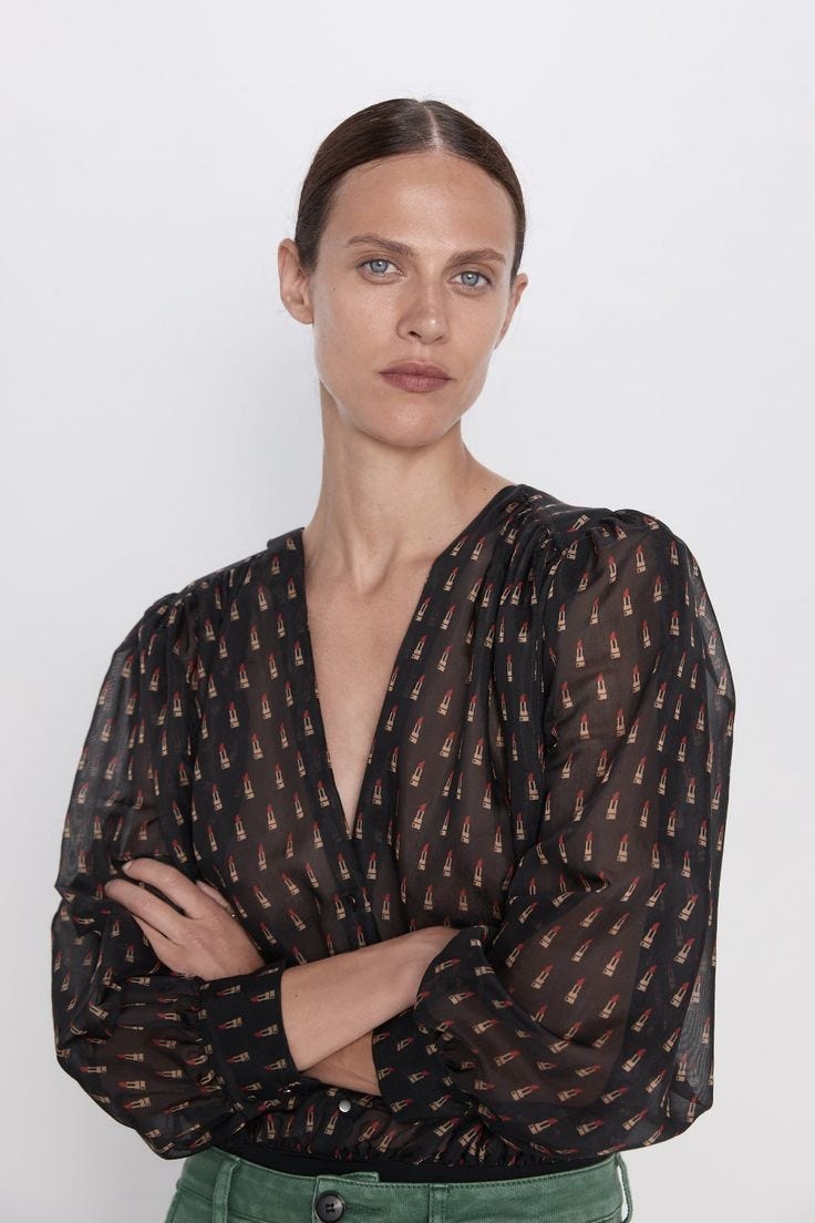 Zara statement sheer body m/ lipstick mønster | FINN-torget