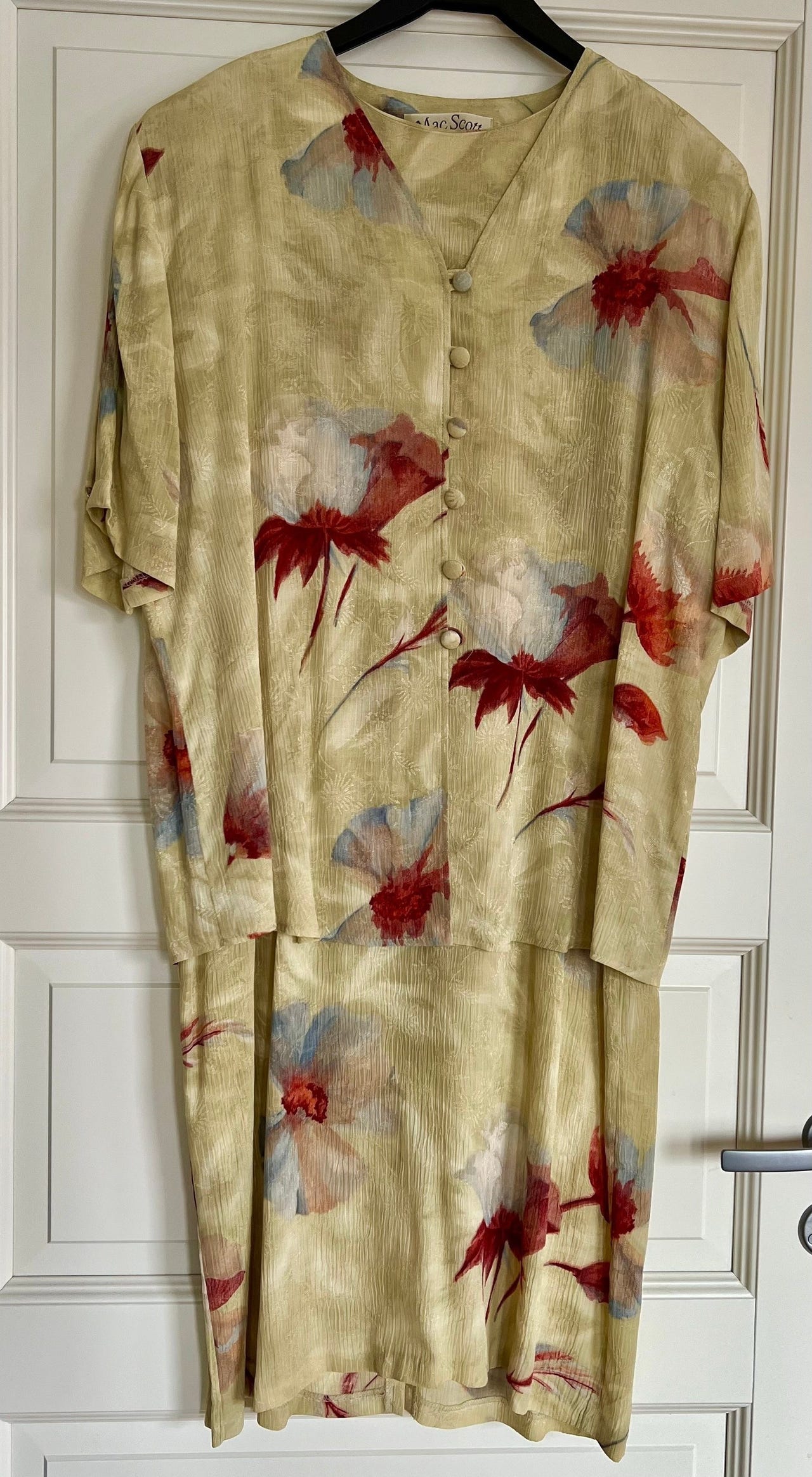 Todelt sommer KJOLE m/jakke, Mac Scott, str 42, tynt gult stoff m ...