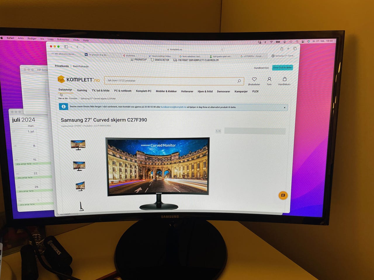 Samsung 27" Curved skjerm C27F390 | FINN-torget