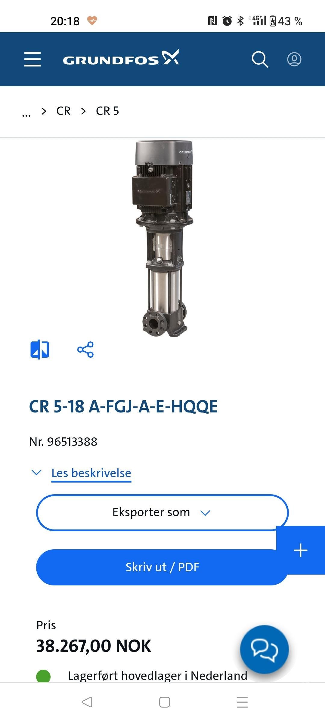 Grundfos CR5-18 sentrifugal pumpe | FINN torget