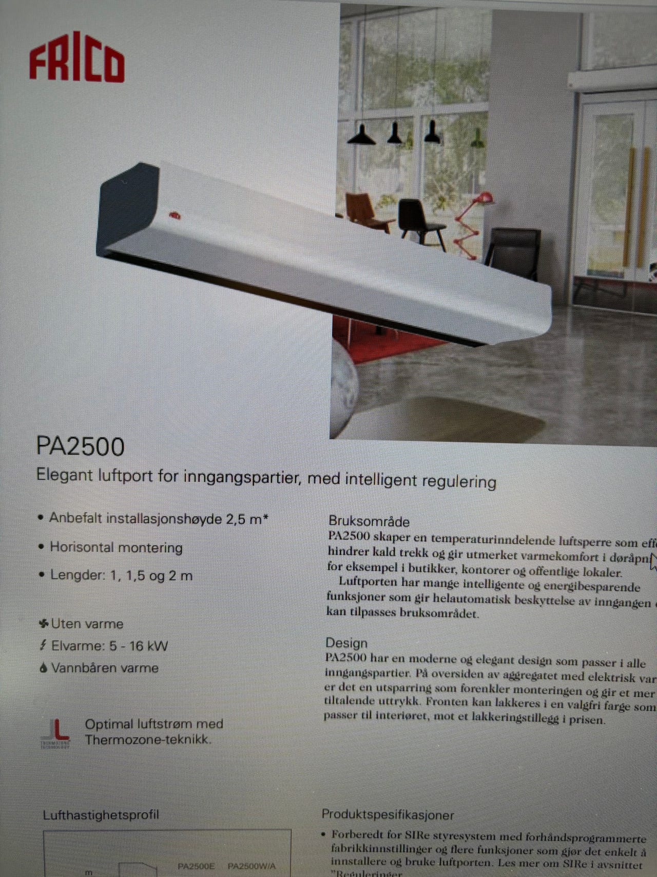 FRICO PA2500 luft port 10KW | FINN torget