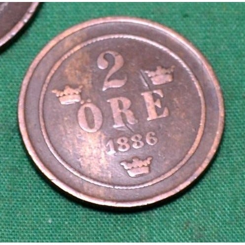 2 øre Sverige 1886 Tydelig og lite sirkulert. Pen mynt. | FINN torget
