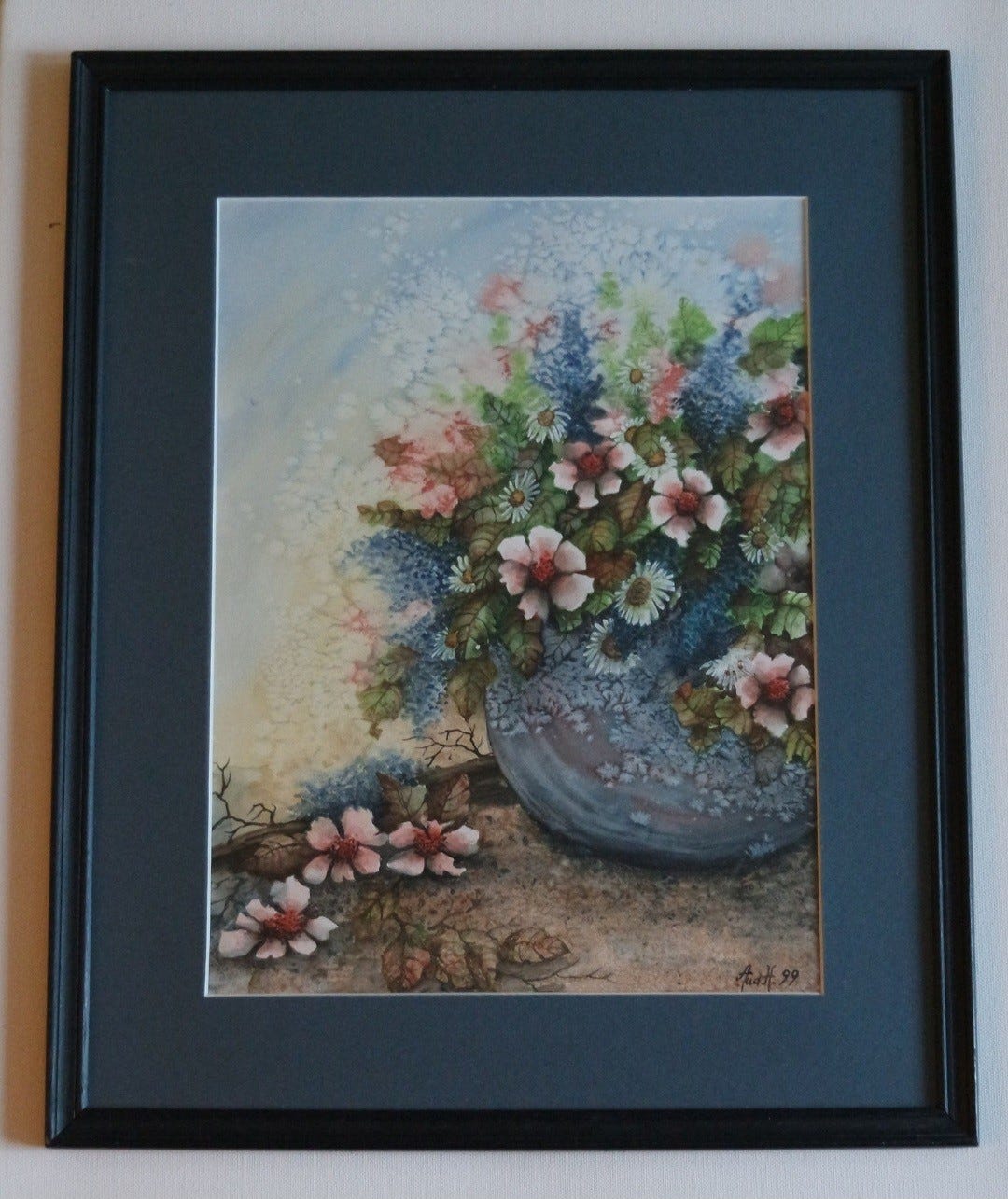 Aud H. Blomster bilde. Akvarell. | FINN-torget