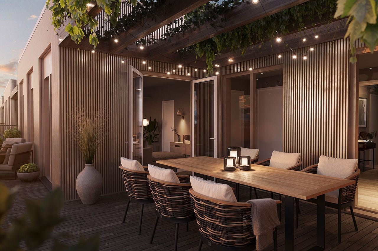 Moderne 2-roms penthouse med balkong på 20kvm med pergola og flotte ...