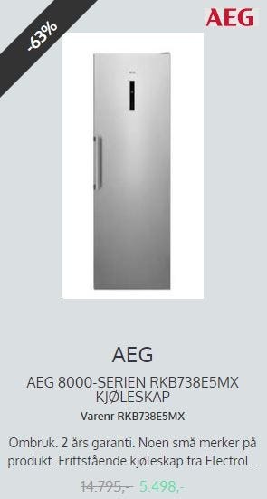AEG 8000-SERIEN RKB738E5MX KJØLESKAP | FINN-torget