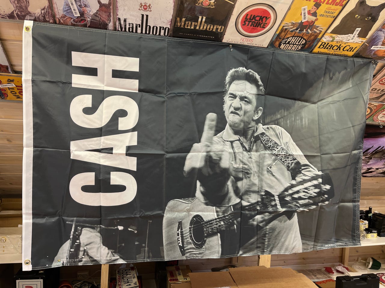 Johnny Cash Dekor Flagg For Vegg Innvendig 90 X 150 cm. Bar, Man Cave ...