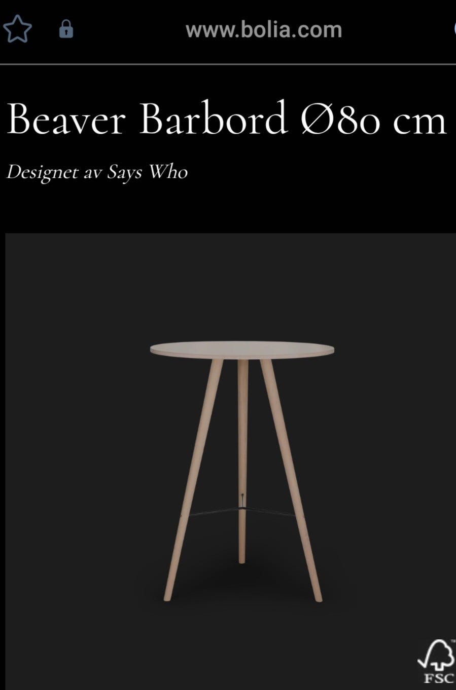 Bolia Beaver Barbord Designet av Says Who | FINN torget