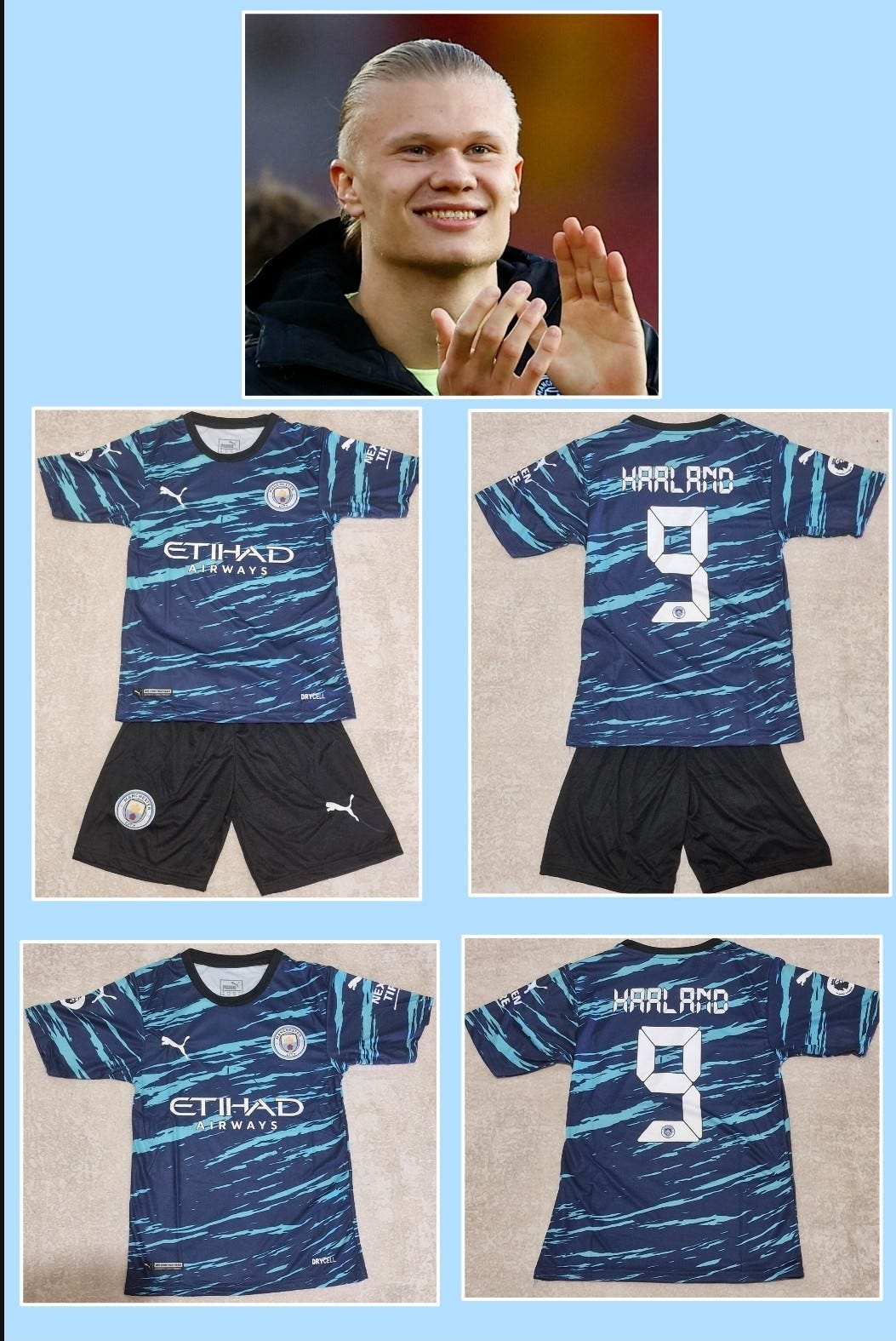 Fotballdrakt Manchester City Haaland. T-skjorte og shorts | FINN torget