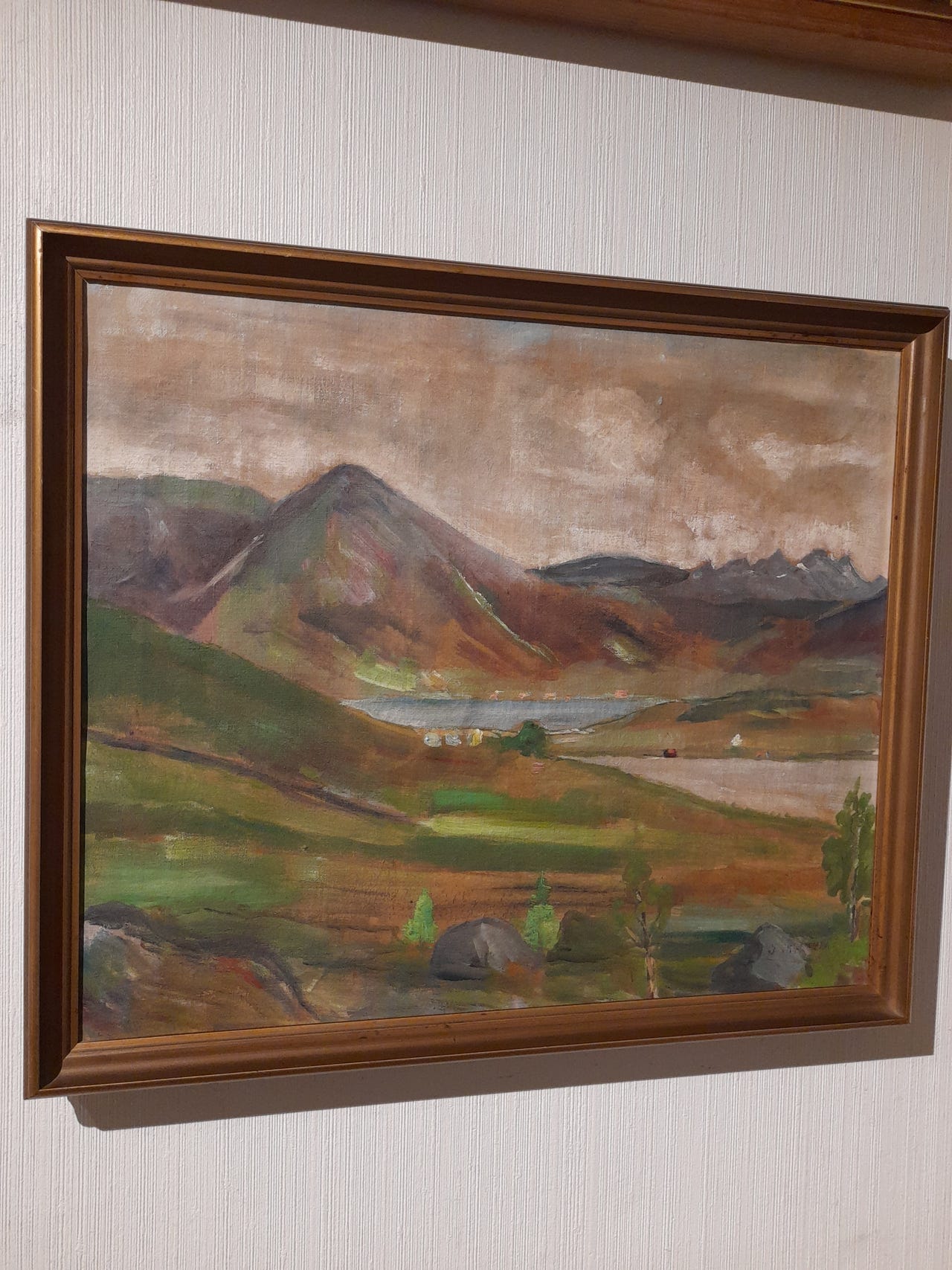 "Fra Stokmarknes-Vesterålen", gammelt maleri utydelig signert J ...