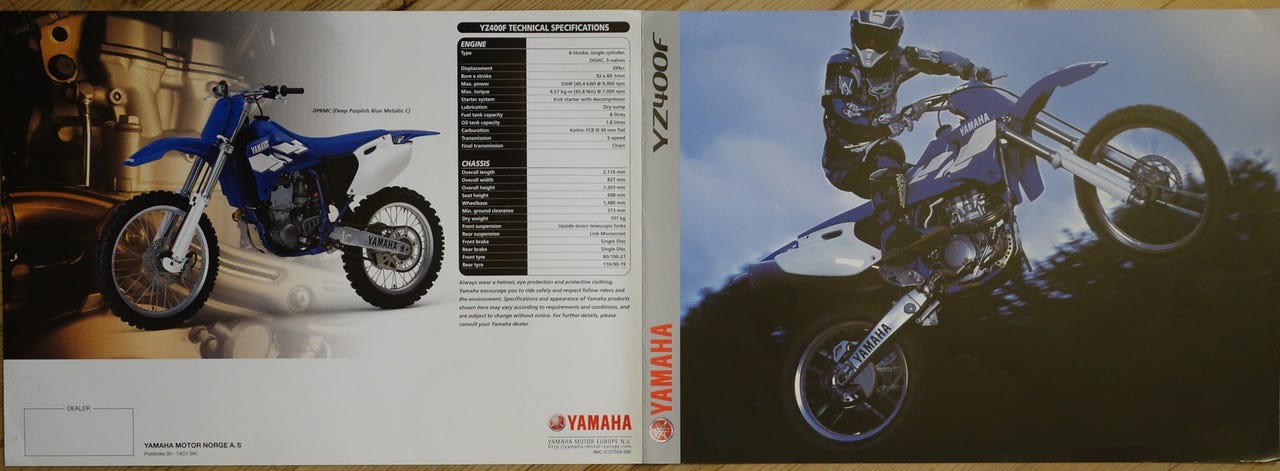 Yamaha YZ400F 1999 brosjyre | FINN torget