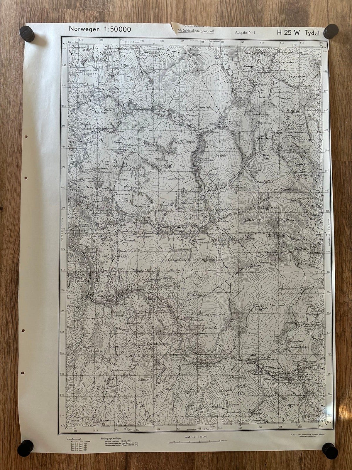 Tysk krigskart over omr. Tydal - Selbu - Flora (Original) | FINN-torget