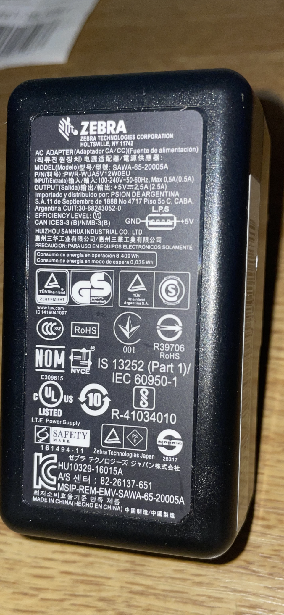 Zebra USB lader 5V 2.5A / Zebra AC Power Adapter SAWA-65-20005A | FINN ...