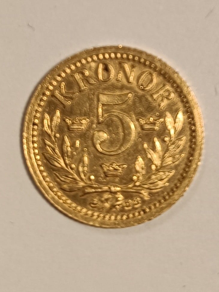 Svensk gullmynt 5,- kr 1881 | FINN torget