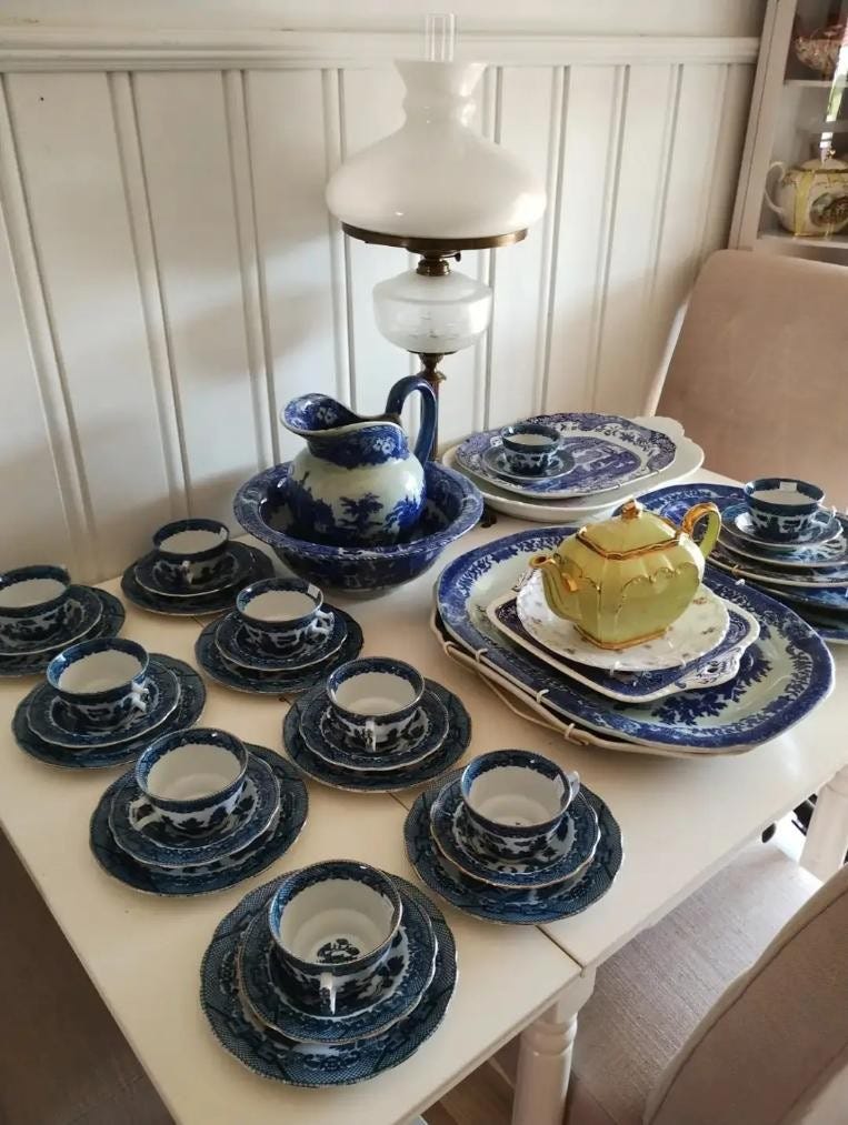 Blått og hvitt kaffe servise. | FINN-torget