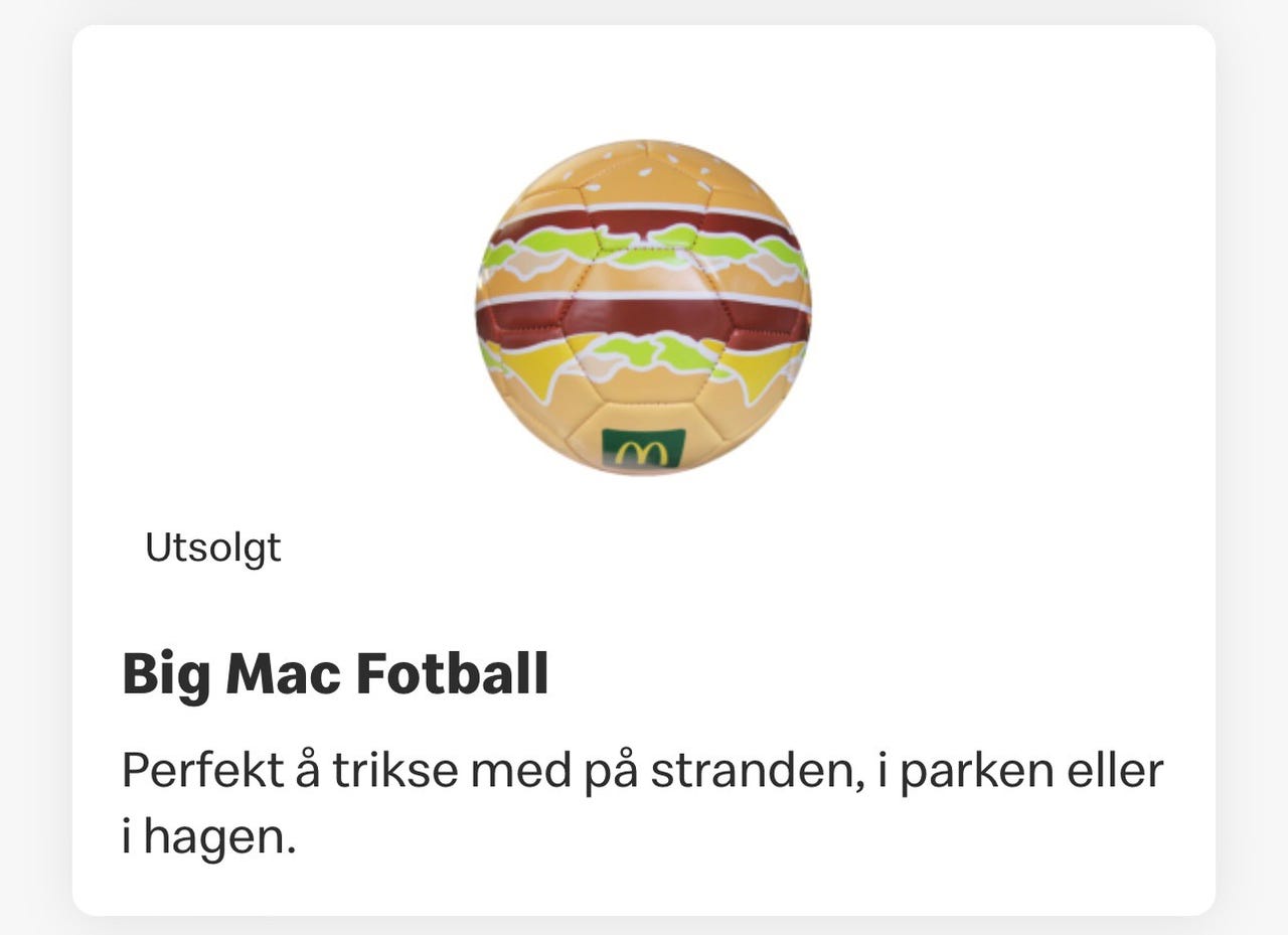 Limited Big Mac merch McDonalds fotball | FINN-torget