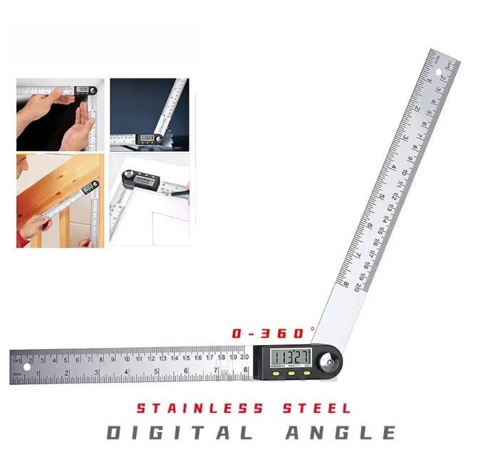 200mm Vinkel linjal i rustfritt stål med digital vinkel måler | FINN torget