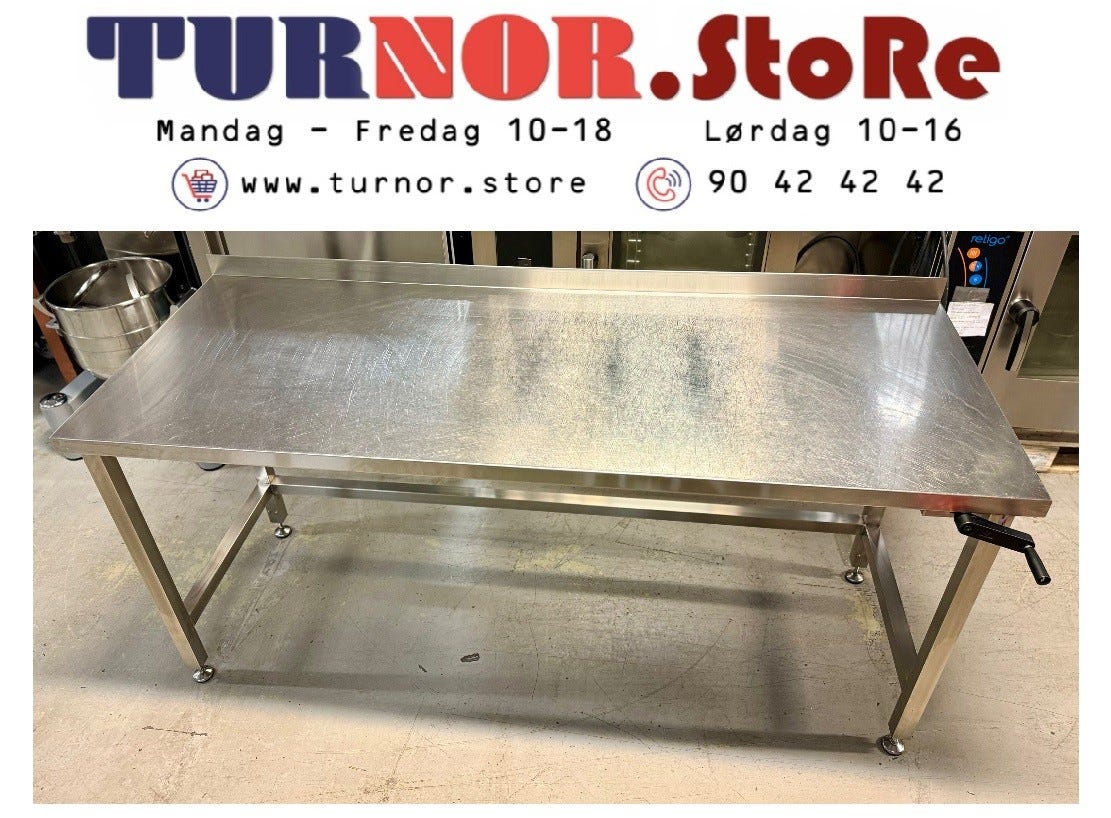 Brukt Rustfri benk med manuell hev/senk med uderhylle Varenr:400352 ...