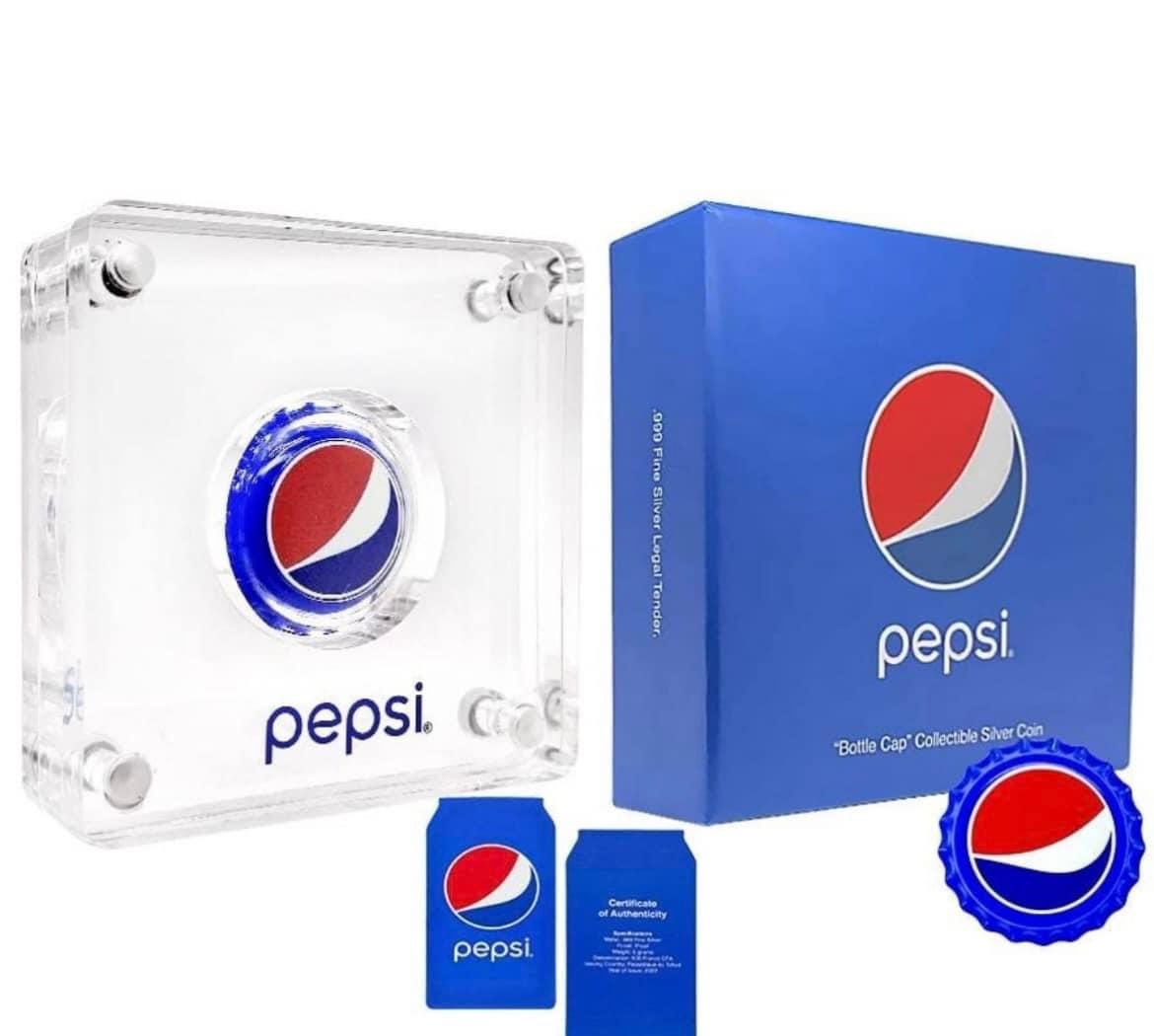 2022 Chad 6 gram Sølv Pepsi Modern Bottle Cap Proof M/Etui & COA | FINN ...