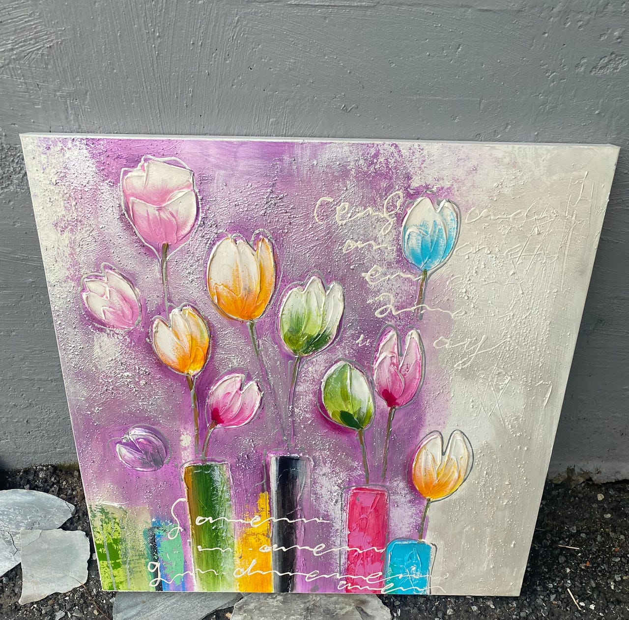 Stort og fargerikt akryl maleri | FINN-torget