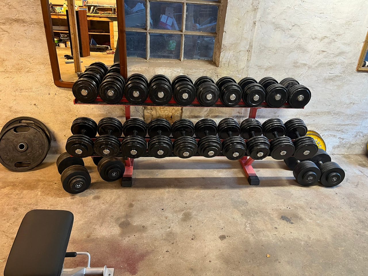 Panatta trenings manualer/hantler/dumbbells med rack 22-45kg | FINN-torget