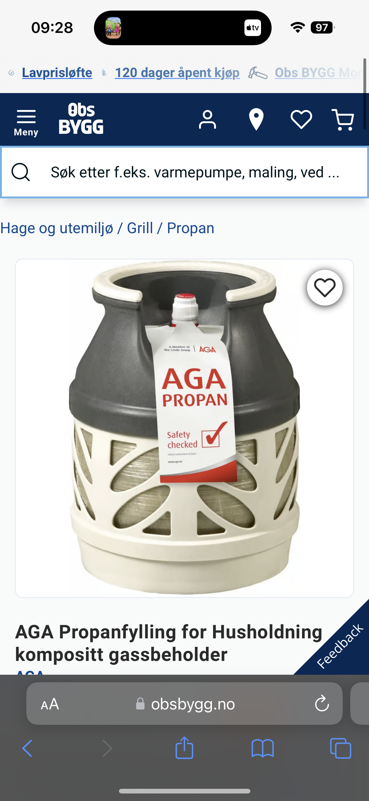Kompositt gassflaske 5kg selges (tom) | FINN-torget
