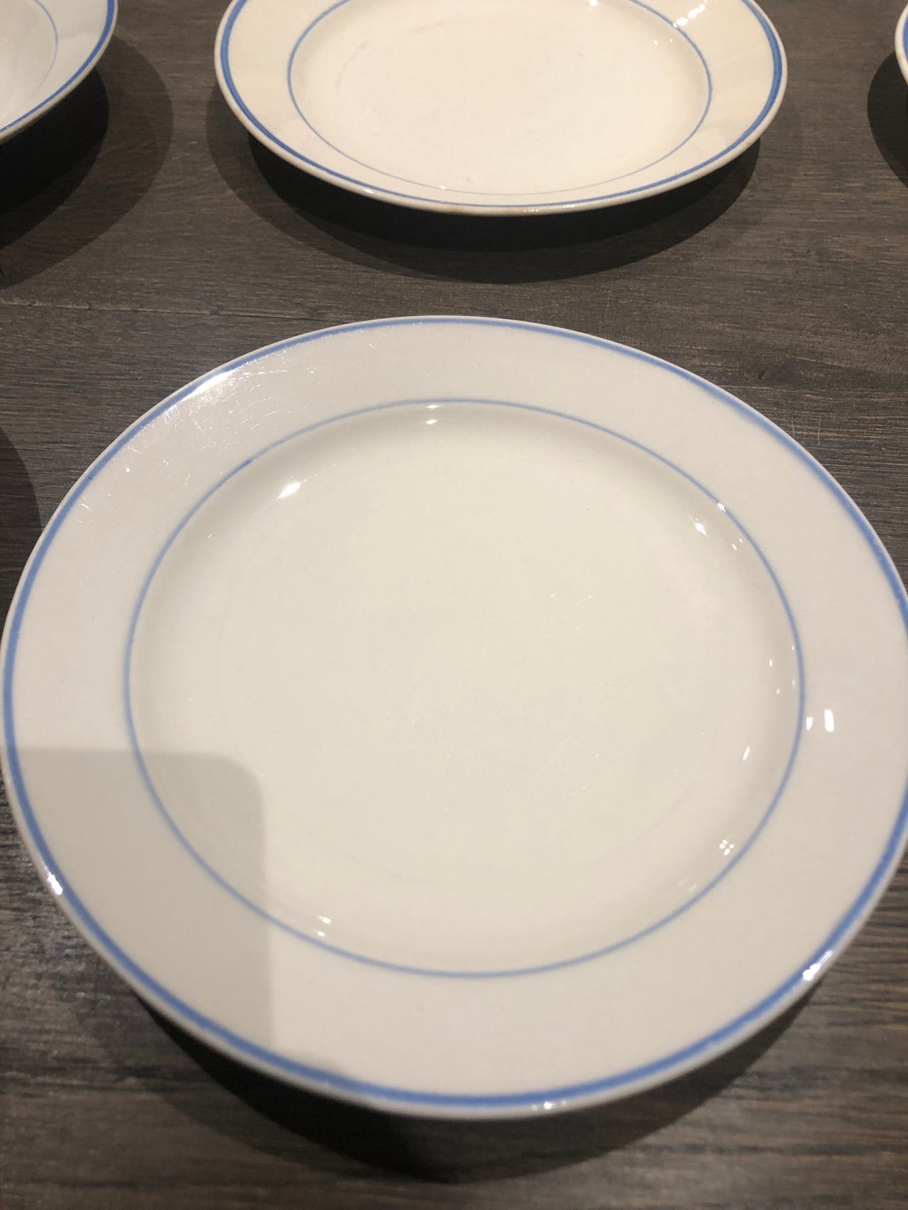 Arabia 8 stk tallerkener med blå stripe design Syvä Lautanen | FINN-torget