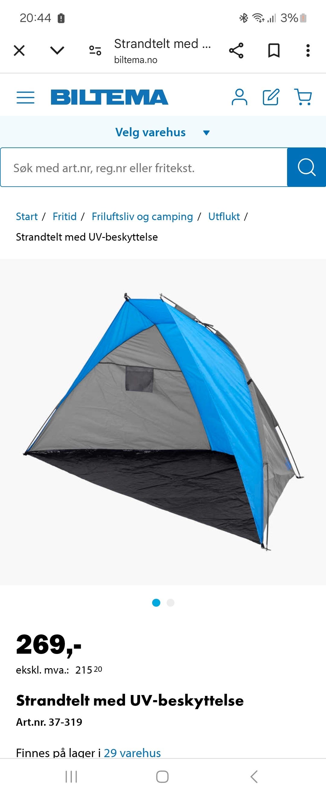 UV telt fra biltema | FINN-torget