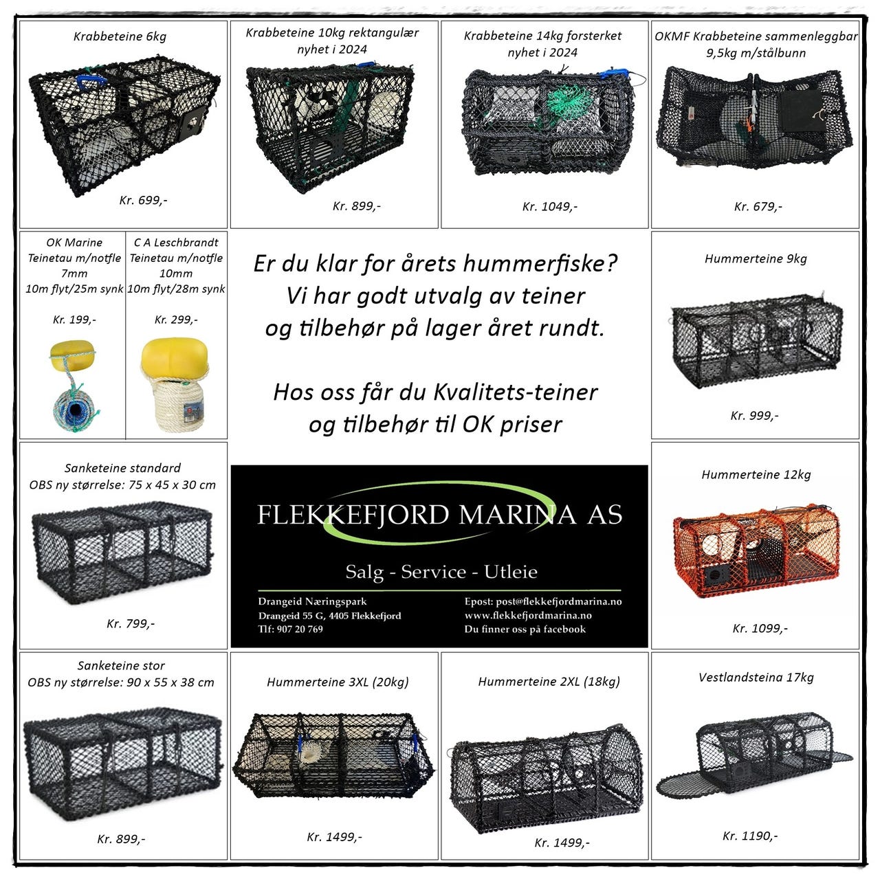 Hummerteiner / Krabbeteiner, våre modeller fra OK Marine | FINN-torget