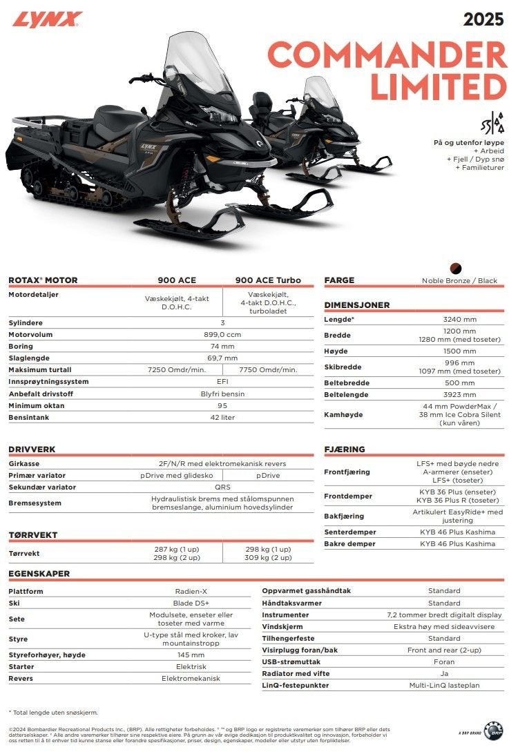 Til salgs: Lynx COMMANDER LTD 900 ACE - 2025 - 900 ccm - Snøscooter ...
