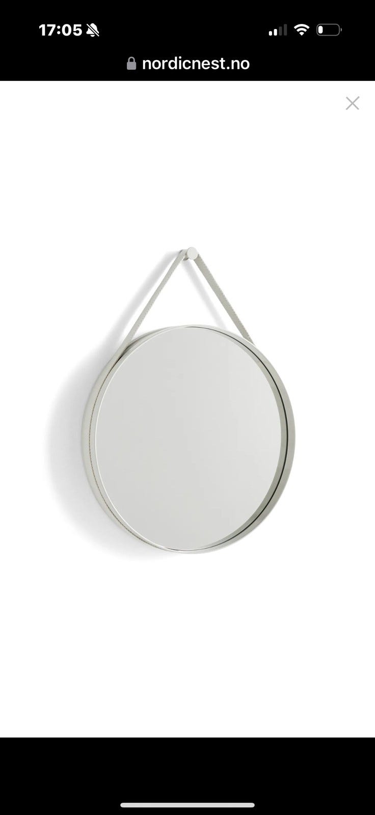 Hay strap mirror grey Ø70 | FINN-torget