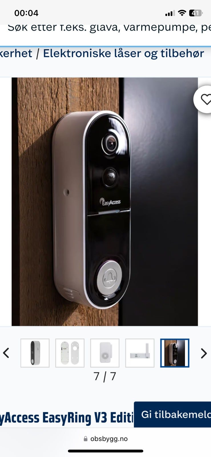 EasyAccess EasyRing V3 Edition - videoringeklokke | FINN-torget