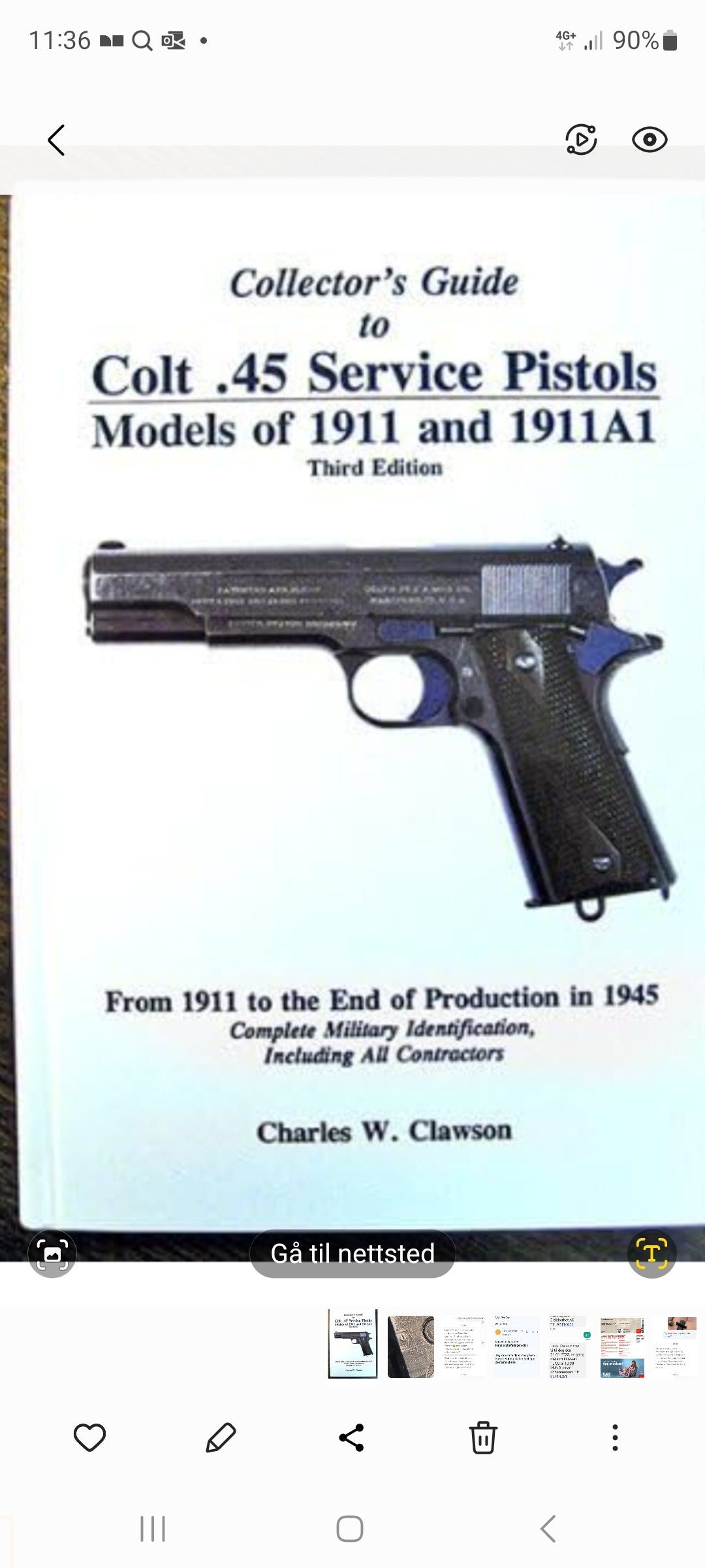 Bok av Clawson om M1911 M1911A1 og Government Modellene. ØNSKES KJØPT ...