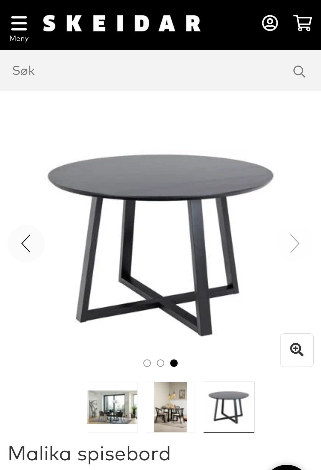 Rundt spisebord i sortbeiset eikefinér | FINN-torget